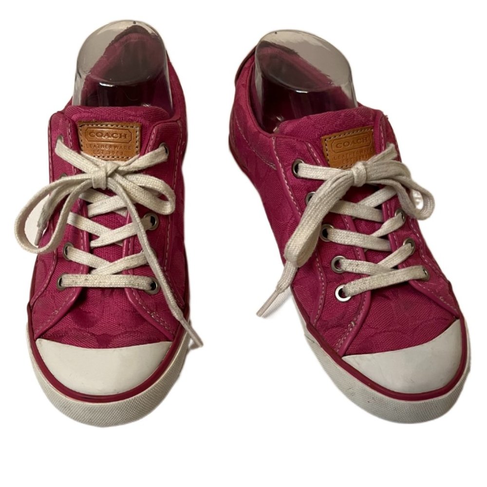 Coach Barrett Monogram Dark Pink Canvas Sneakers. Siz… - Gem